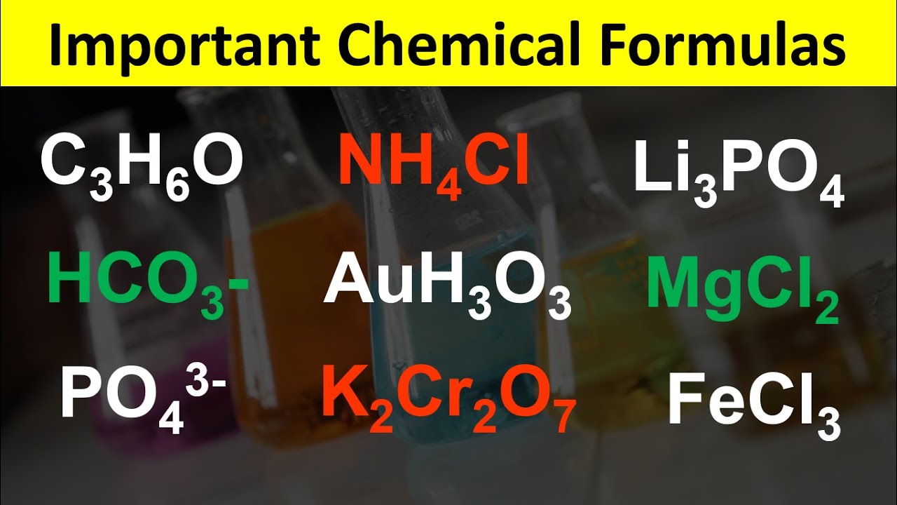 Important Chemical Formulas | Chemical Formulas of Chemistry | List of ...