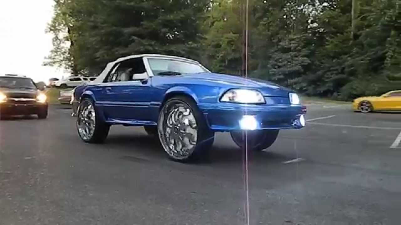 Candy Blue Ford Mustang on 28" Dub Floaters #WhipPaparazzi - YouTube