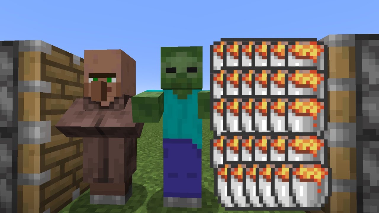 Villager + Zombie + Lava Bucket =??? #minecraft - YouTube