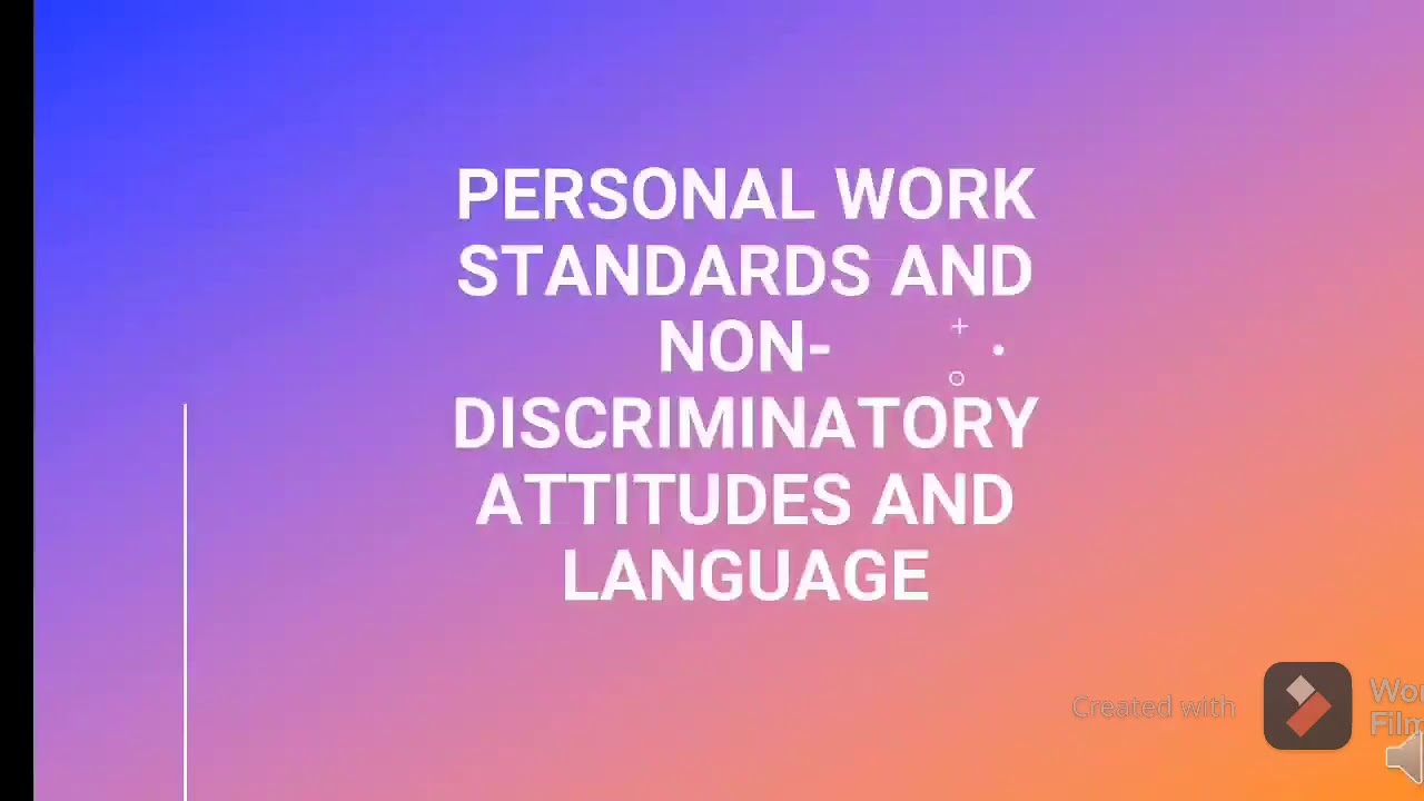 PERSONAL WORK STANDARDS AND NON DISCRIMINATORY ATTITUDES AND LANGUAGE ...