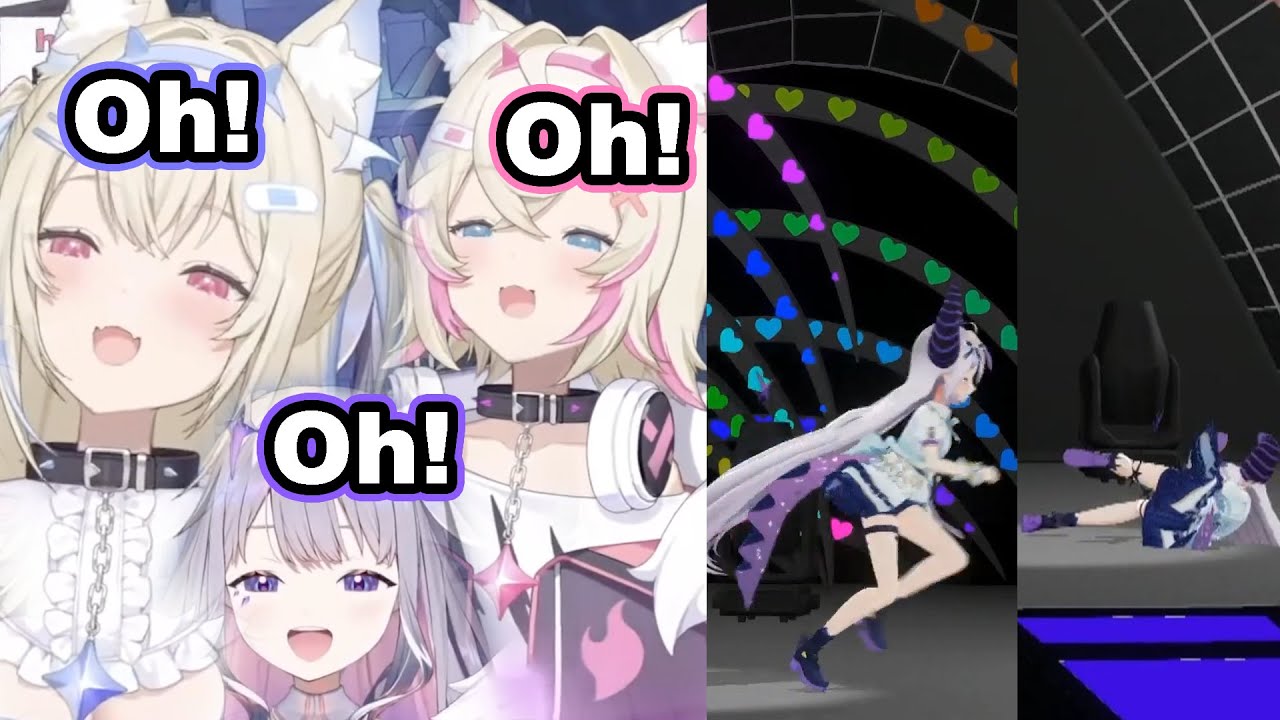 Fuwamoco and Bijou mix emotion when Laplus Run and fall down ...