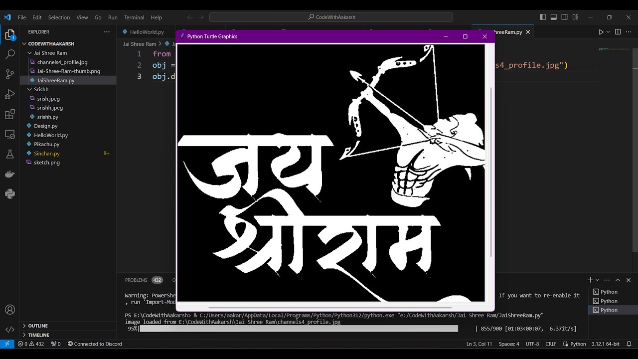Draw Jai Shree Ram Using Python By @AakarshTheCoder - YouTube
