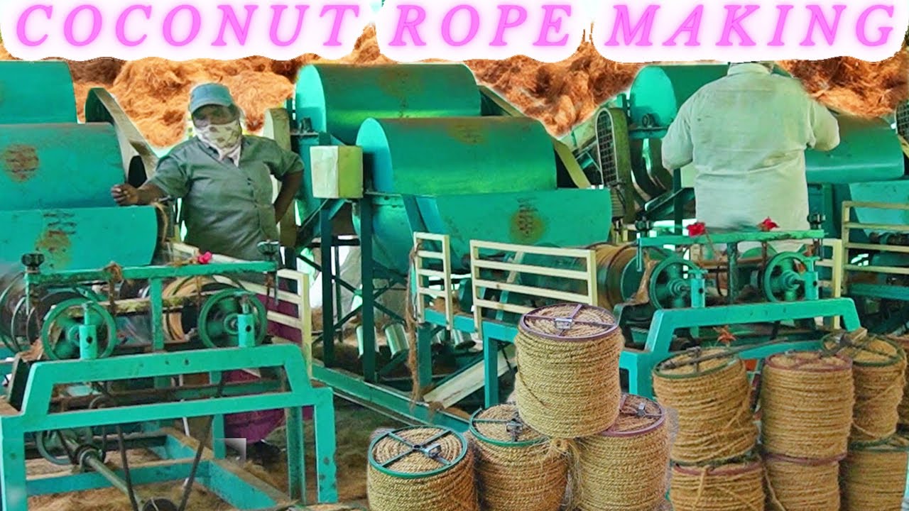 Coconut fiber coir rope making industry | Small Scale Industries - YouTube