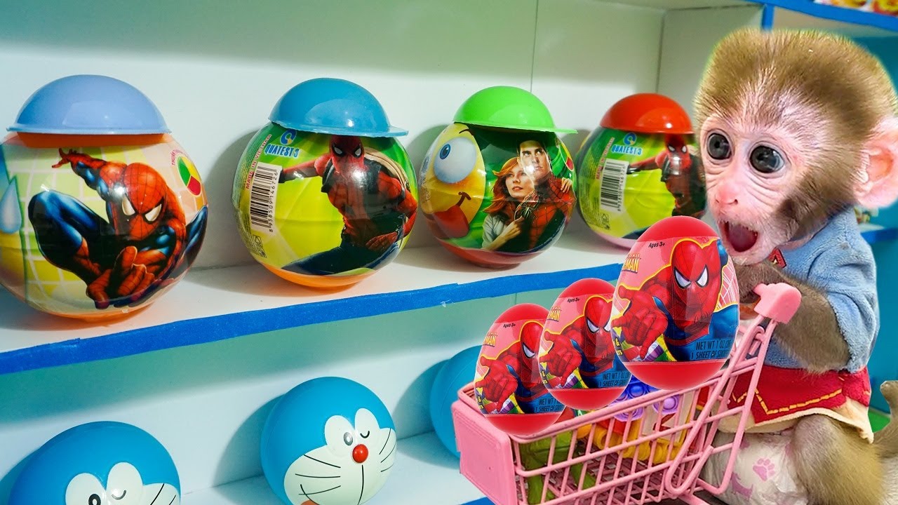 BiBo Monkey Enters Spiderman Chocolate Candy Store ... || Doing ...