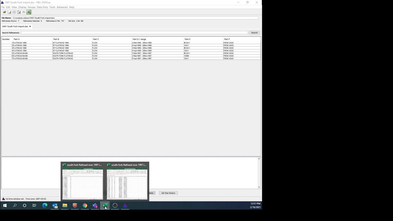 Importing USGS Time Series Data into HEC-DSSVue from Microsoft Excel - YouTube