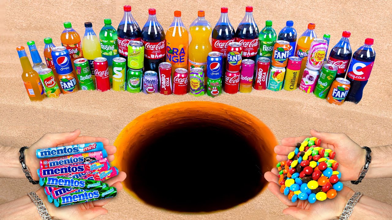 EXPERIMENT: Giant Coca-Cola, Fanta, Mtn Dew, Big Mirinda, 7up, Sprite ...
