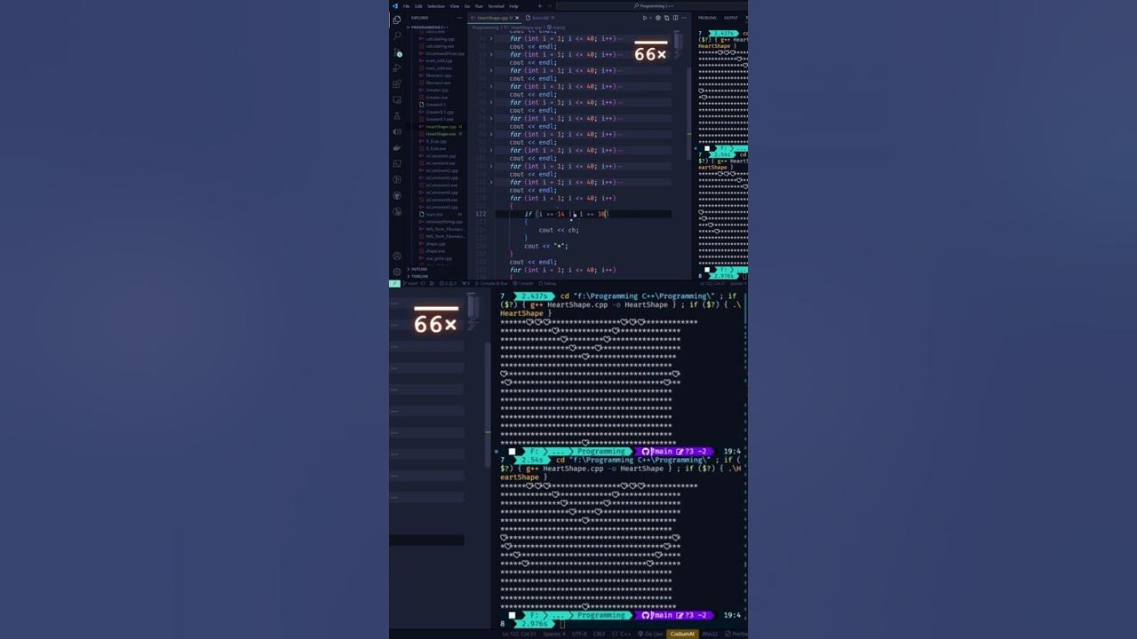 C++ Heart Shape Code Your Love in Loops #codevisualization #codingart #programming - YouTube