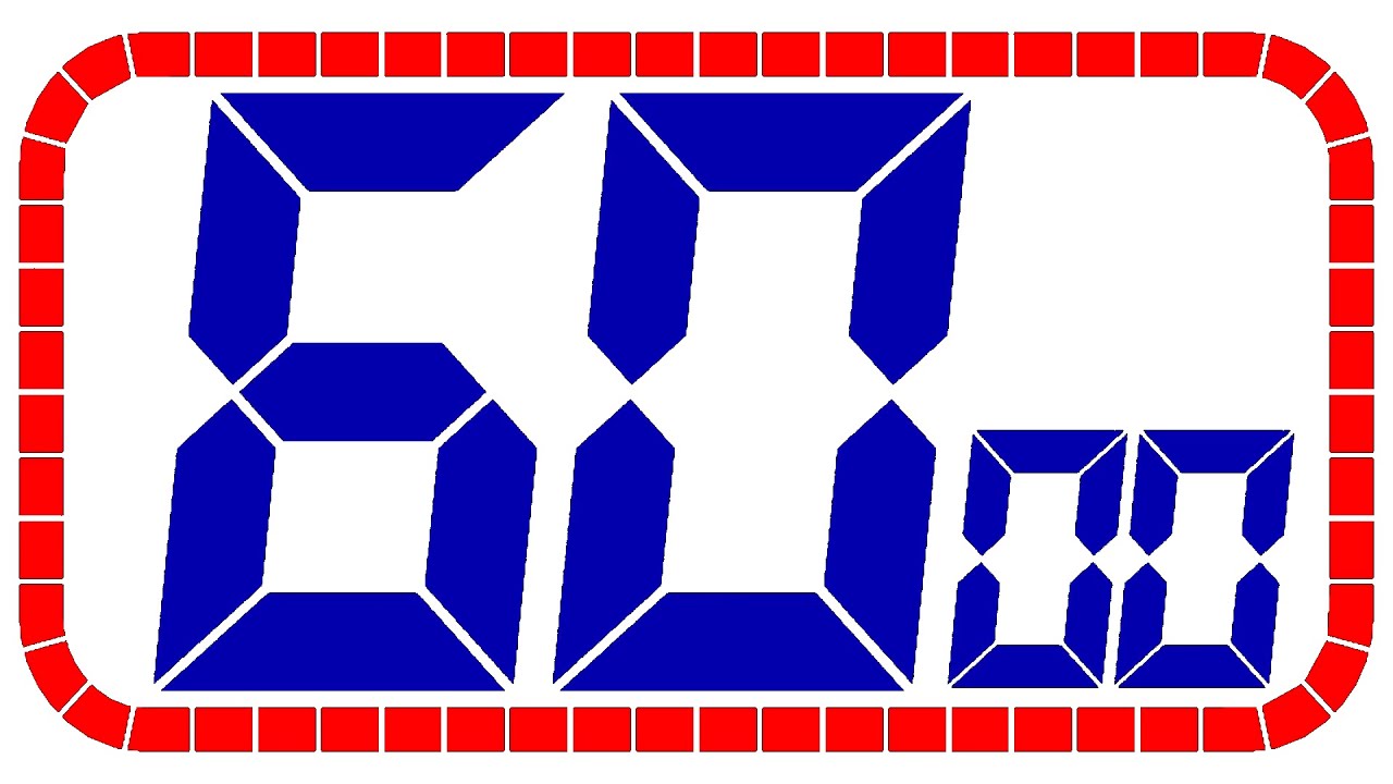 1 Minute 60 Seconds Ragtime Countdown Timer with Big Numbers - YouTube