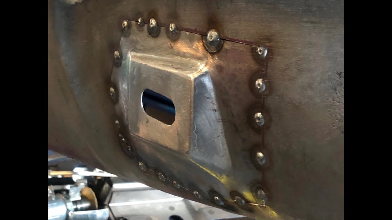 55 Chevy rear bumper mount patch panel - YouTube