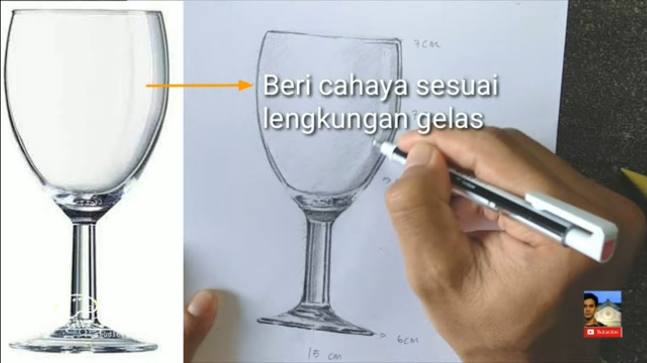 CARA GAMBAR GELAS DENGAN GARIS BANTU II EASY DRAW A GLASS - YouTube