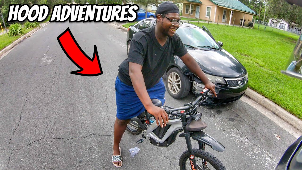 RIDING THRU THE HOOD! LET HIM TRY MY ELECTRIC DIRT BIKE! - YouTube