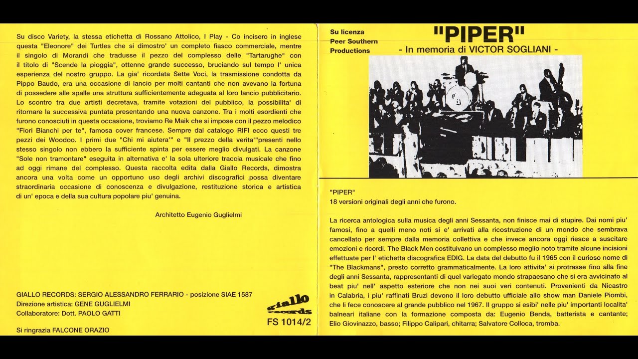 - "PIPER" (IN MEMORIA DI VICTOR SOGLIANI) – ( - Giallo Records FS 1014/ ...