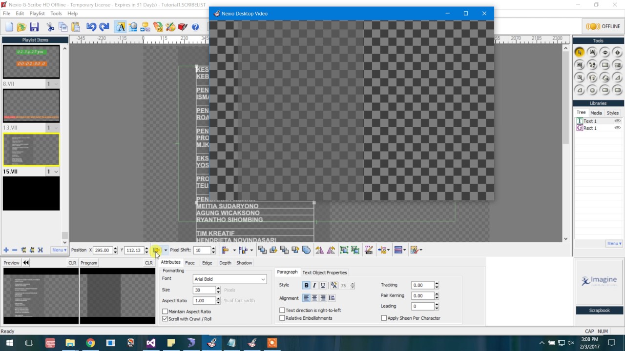 [INSCRIBER G8/NEXIO G-SCRIBE] Tutorial 11, using Roll to show Credit ...