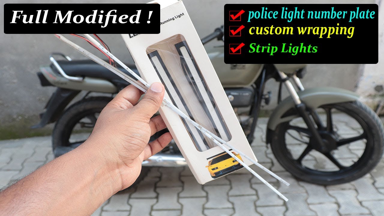 Full Modified Splendor plus with custom wrapping, Police light Number ...