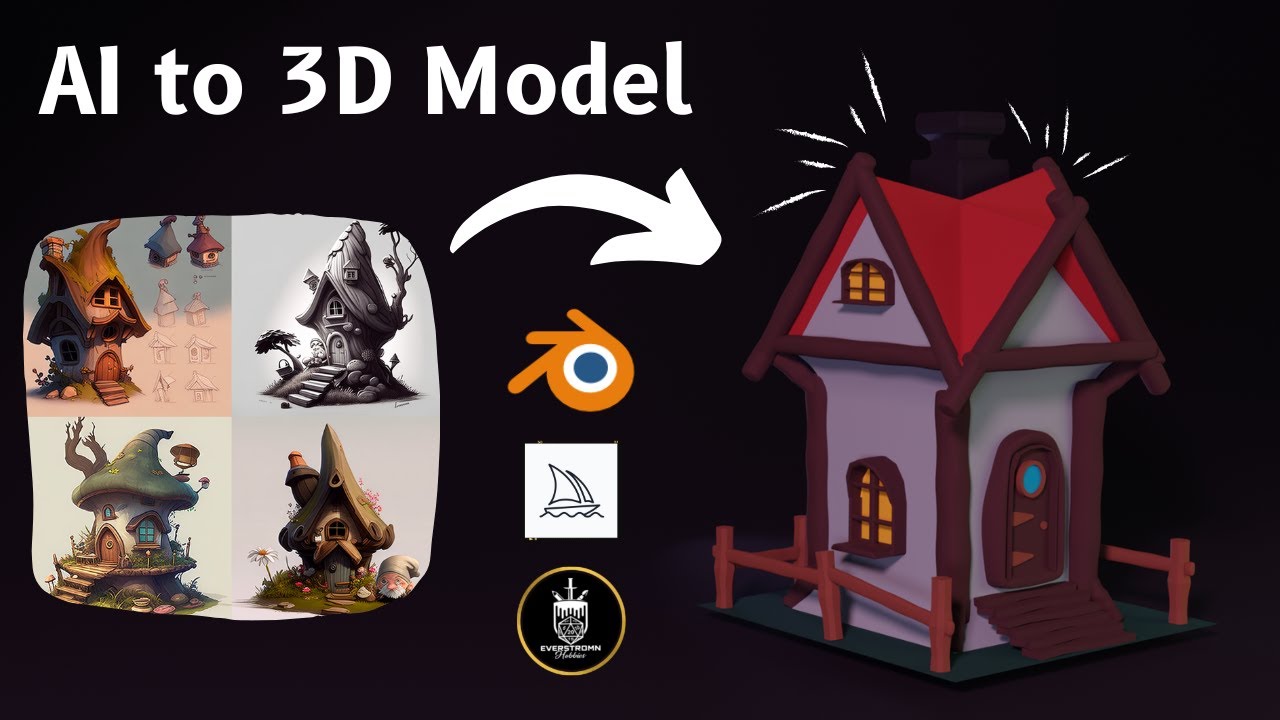 AI Concept to 3D Model - Gnome Hut - Full Modelling #3d #blender # ...