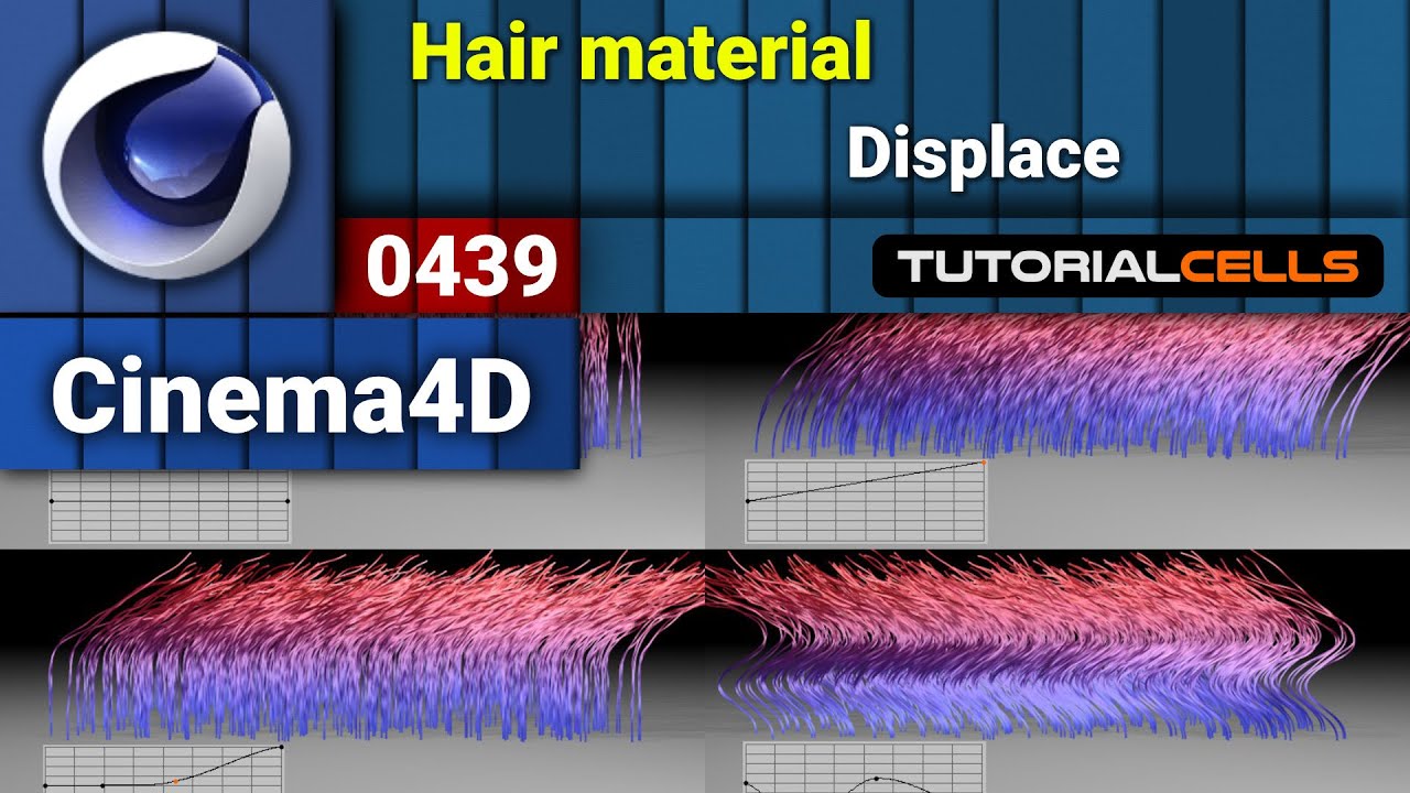0439. hair material ( hair Displace ) in cinema 4d - YouTube