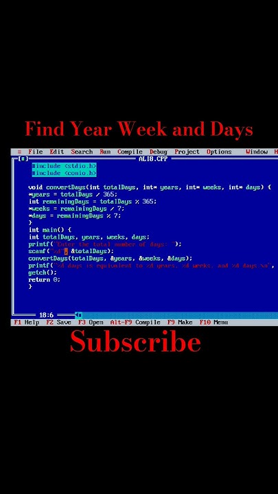 Find year Week and Days in C #viralvideo #viralshorts #trendingshorts #shortsfeeds - YouTube