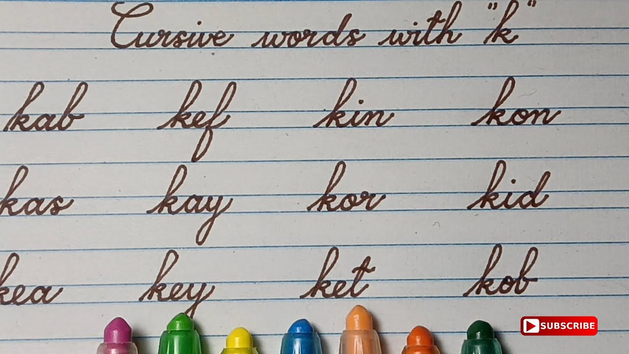 Cursive Writing Practice | Words Start With Letter “k” | Cursive Writing for Beginners - YouTube