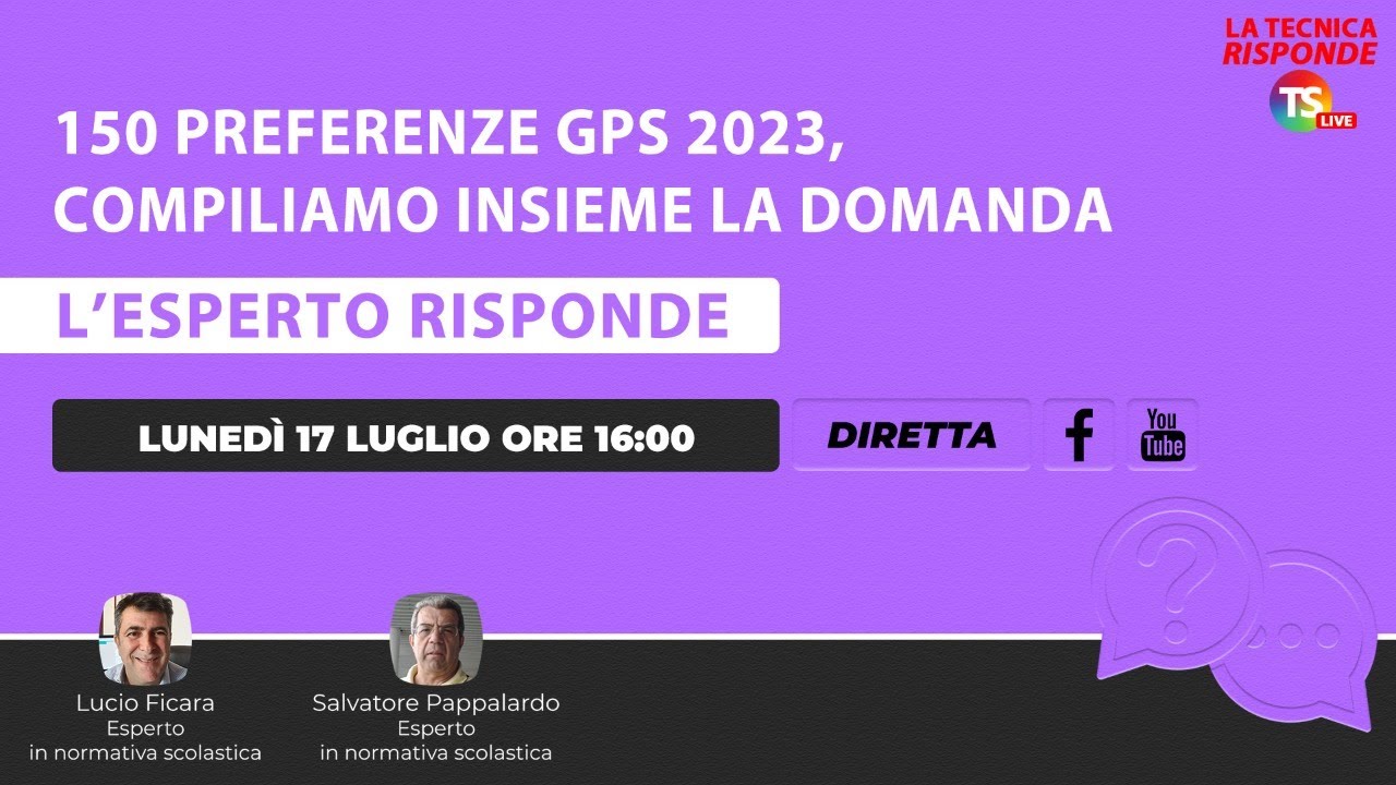 150 preferenze Gps 2023, compiliamo insieme la domanda. L'ESPERTO RISPONDE - YouTube