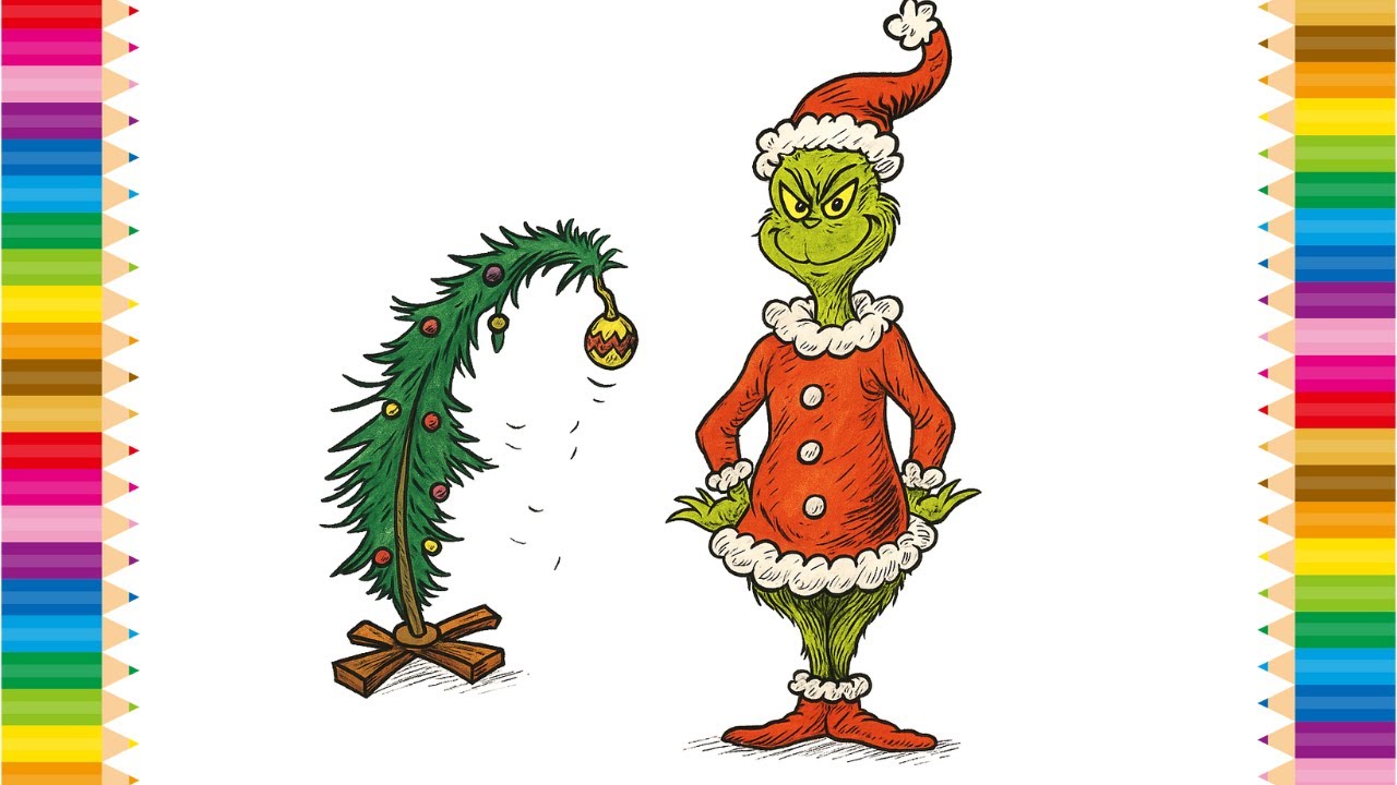 The Grinch and Christmas Tree coloring page. - YouTube