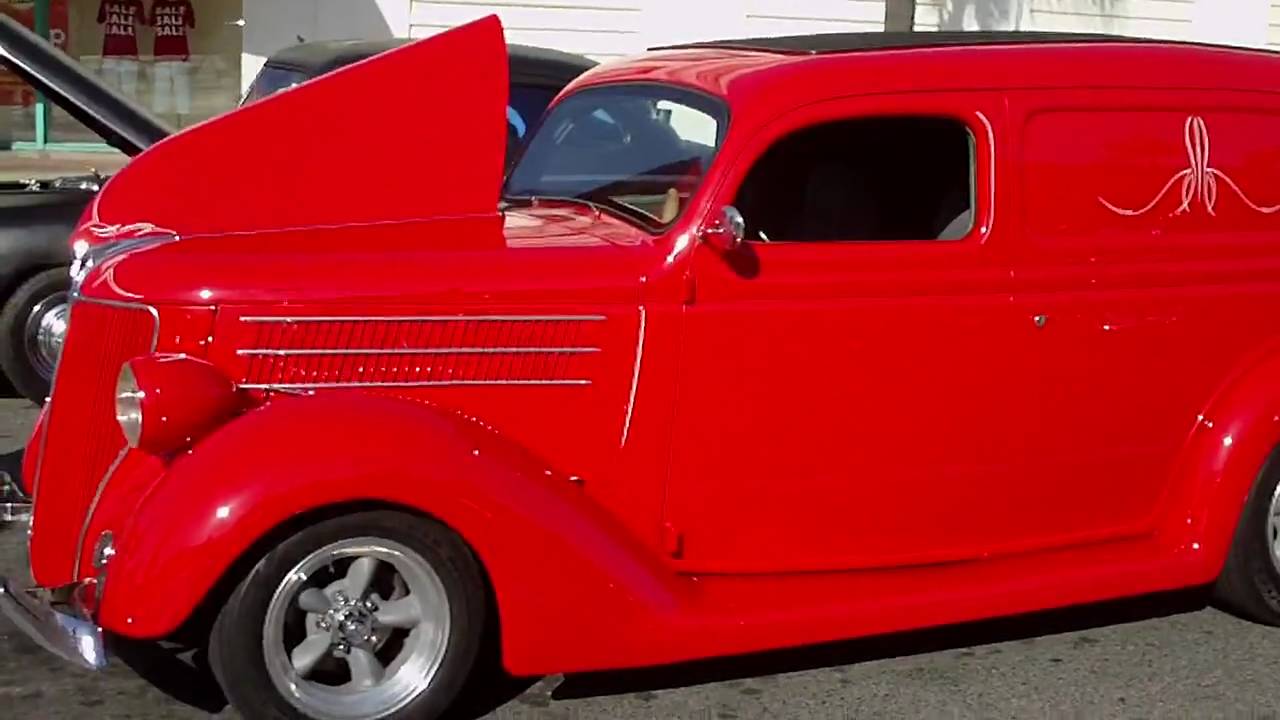 Classic red panel truck Cruisin' Grand Ave. - YouTube