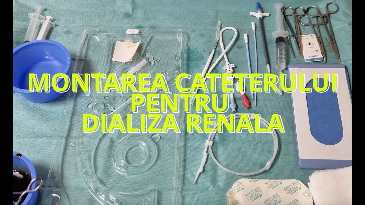 Montarea cateterului venos central pentru hemodializa renală - YouTube