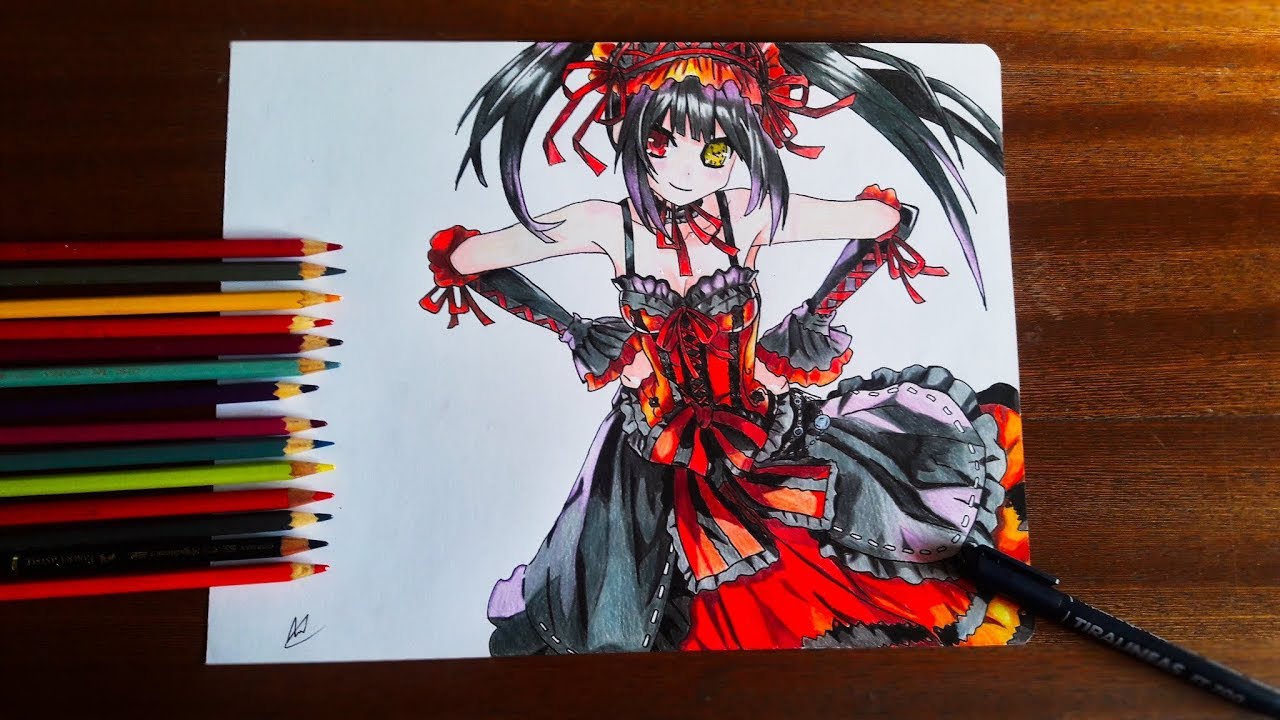 Speed Drawing KURUMI// Date a Live - lapices de color - YouTube