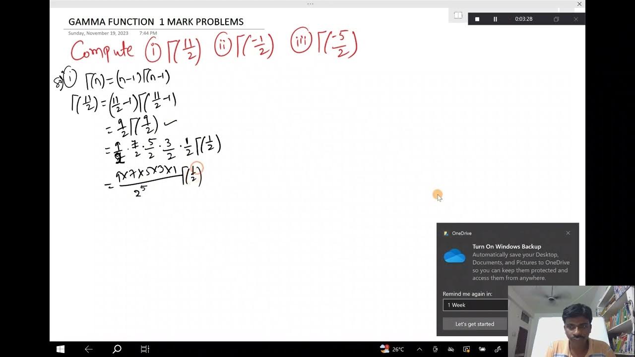 GAMMA FUNCTION 1 MARK PROBLEMS | RAJESH LEKKALU - YouTube