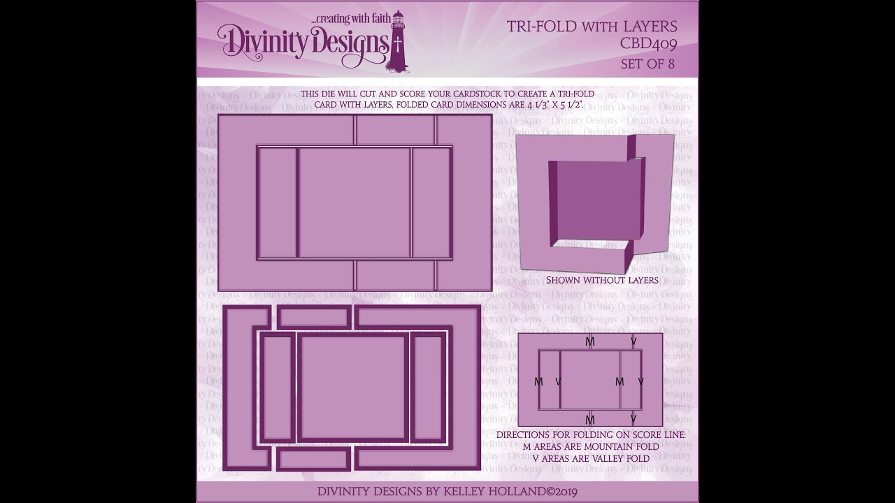 Divinity Designs Tri Fold Card with Layers Die - YouTube