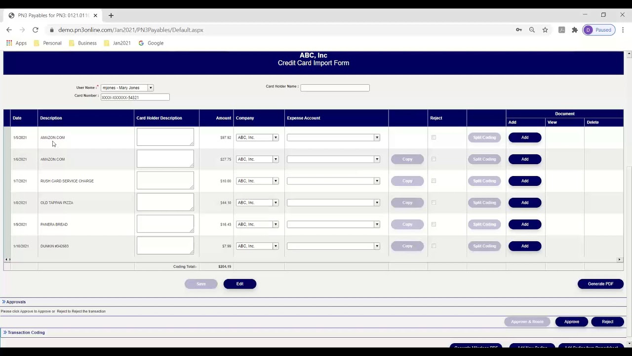 PN3 for Payables Credit Card Reconciliation - YouTube