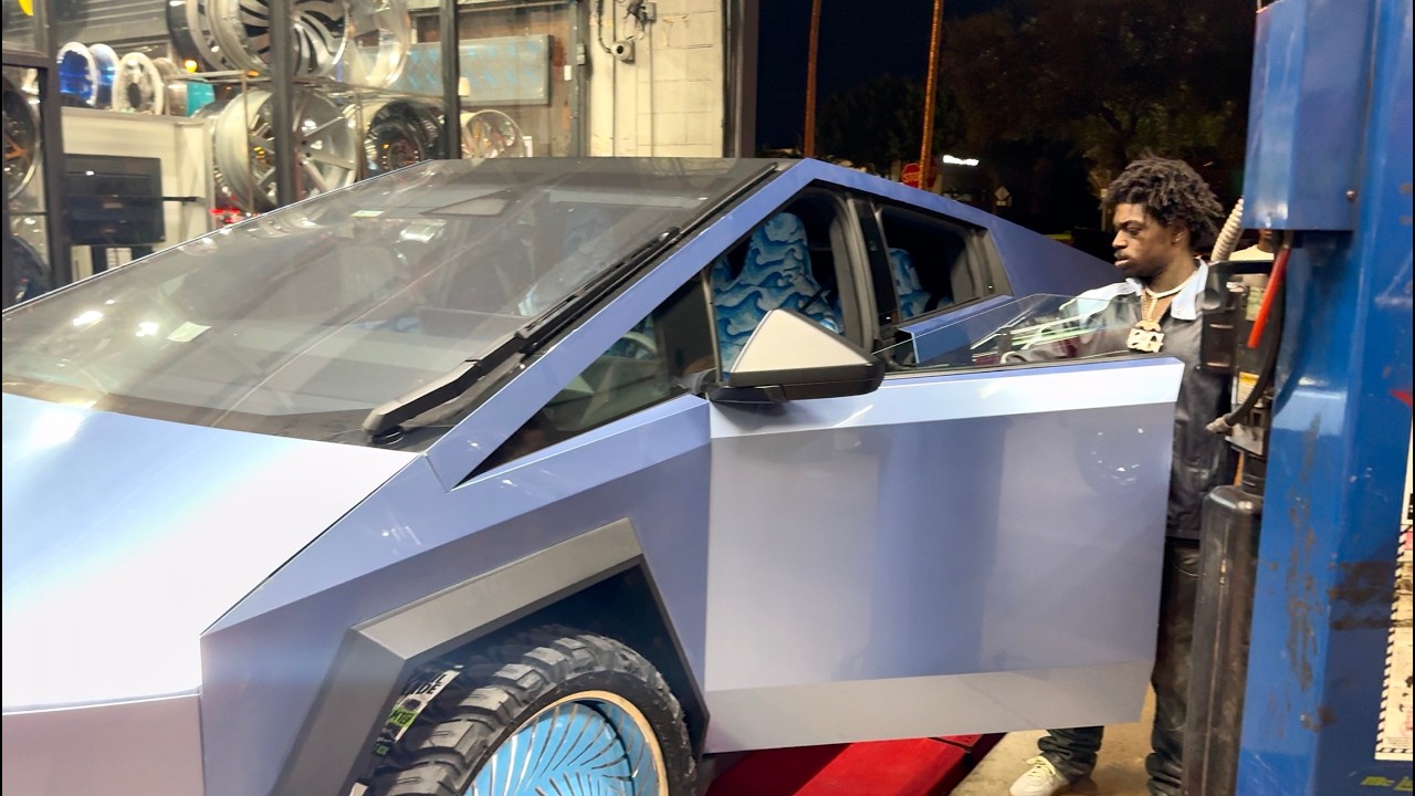 Kodak Black's Tesla Cybertruck on 30" Forgiatos to 26" DUB Floaters ...