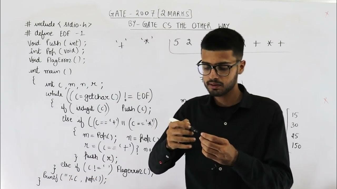 Gate 2007 pyq C Programming |Consider the following C program: #define EOF -1 void push (int ...