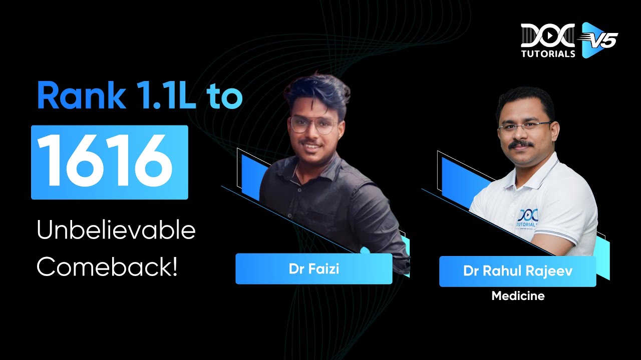 Rank 1.1L to AIR 1616 | Dr Faizi Unbelievable NEET PG Comeback Story ...