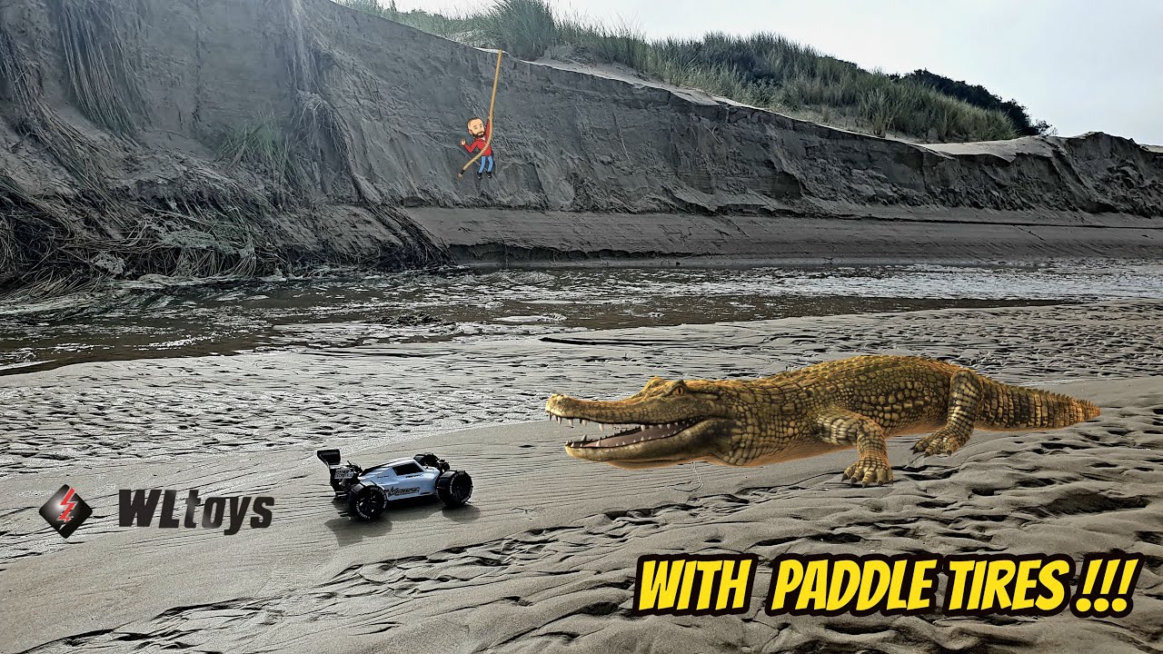 session plage avec les roues paddle pour la wltoys 144001 - YouTube