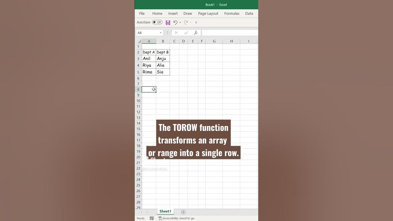 Torow And Tocol Excel Functions Excel Shortfeed Shorts Youtube