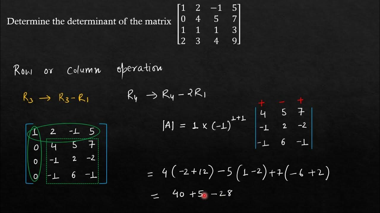 Determinant of 4×4 matrix: example - YouTube