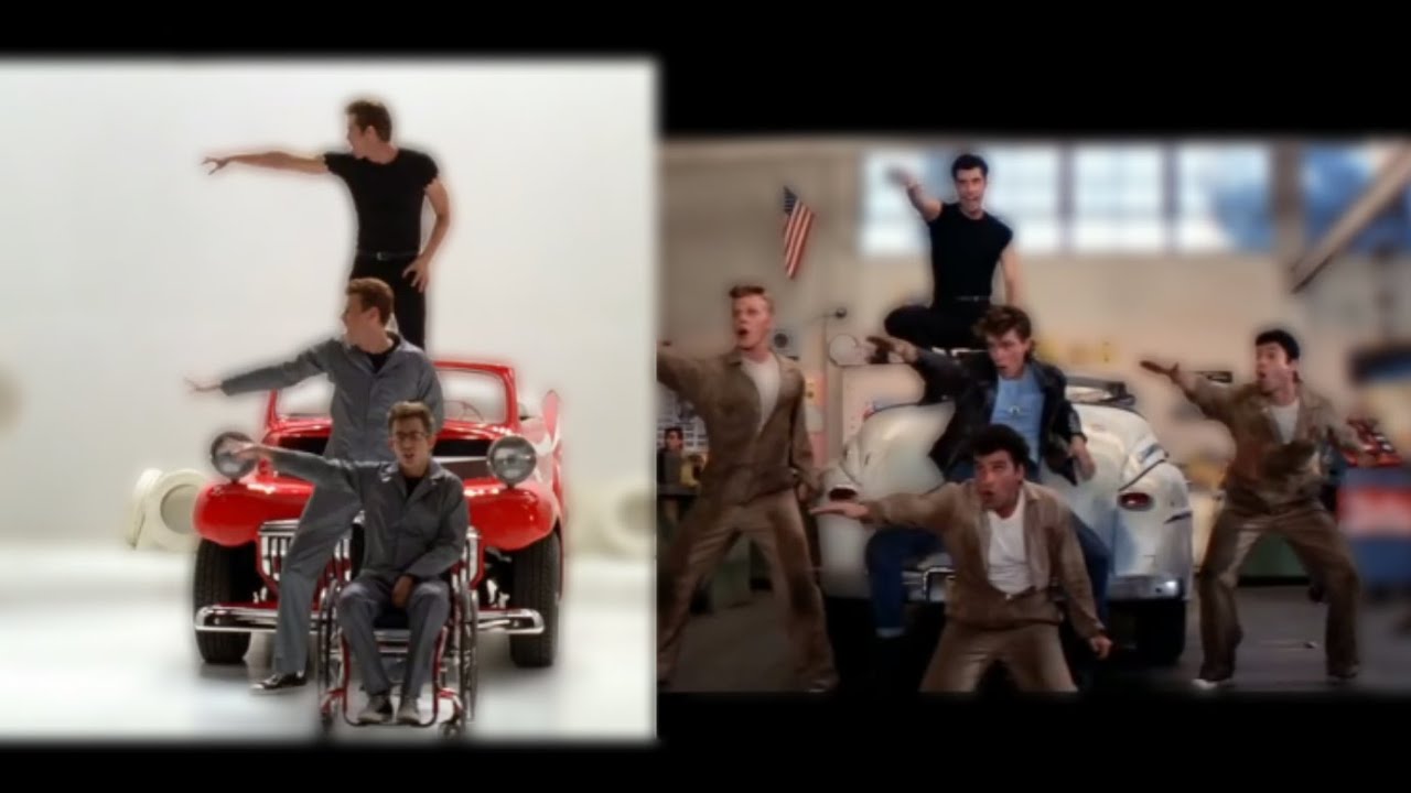 Greased lightnin' original vs Glee cover - YouTube