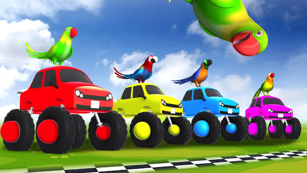 Funny Parrot Play Car Game in Jungle | Cute Birds Parrot 3D Animal ...