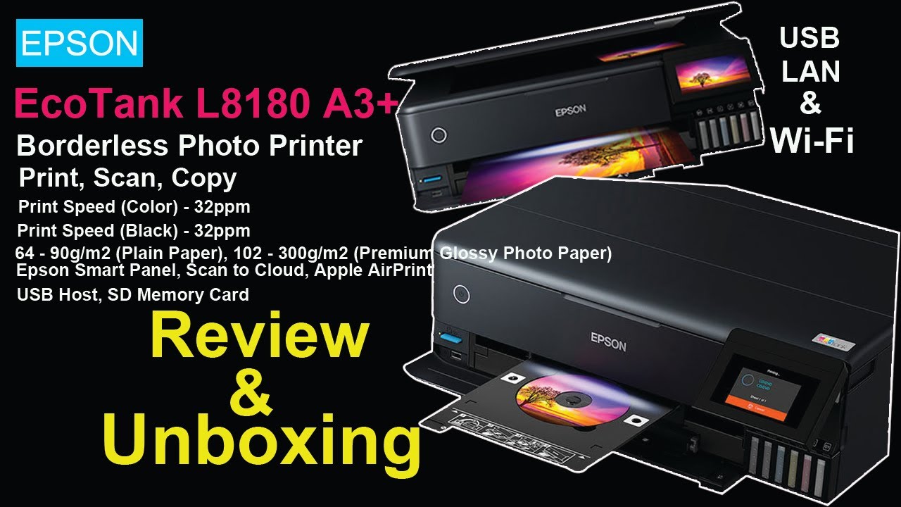 Epson L8180 Unboxing, Setup & Review ‖ A3 Borderless Photo Printer with ...