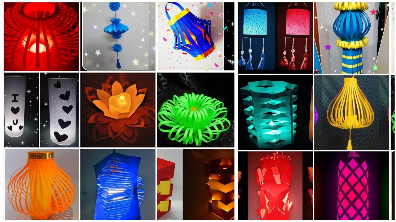 15 DIY Paper Lantern making at home | How to make Akash kandil for ...