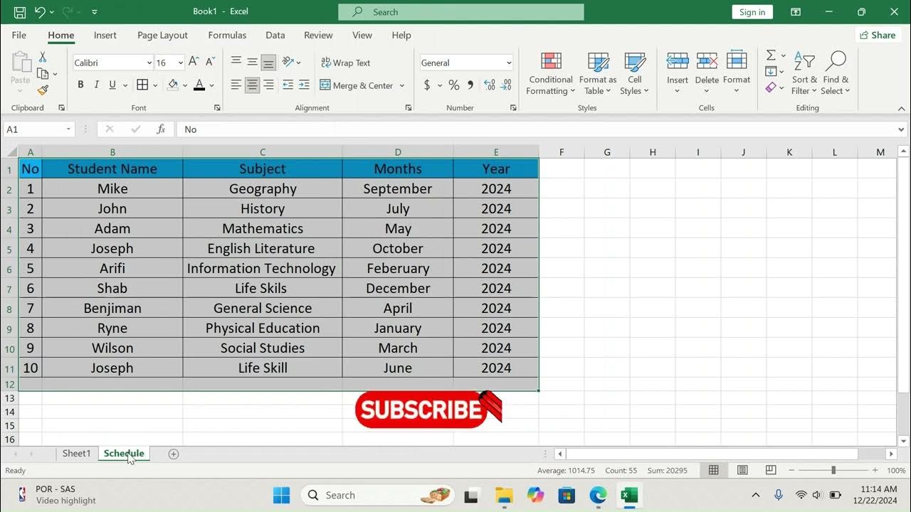 Data Highlight in MS Excel Table Row - YouTube