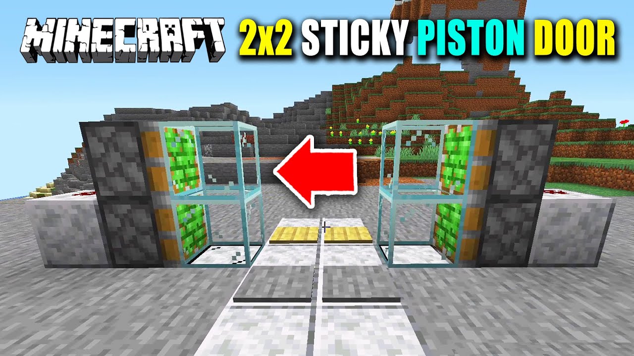 Minecraft - Making 2x2 Sticky Piston Door - YouTube
