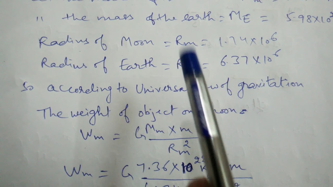 To find why the weight of an object is 1 /6 of its weight on earth ...