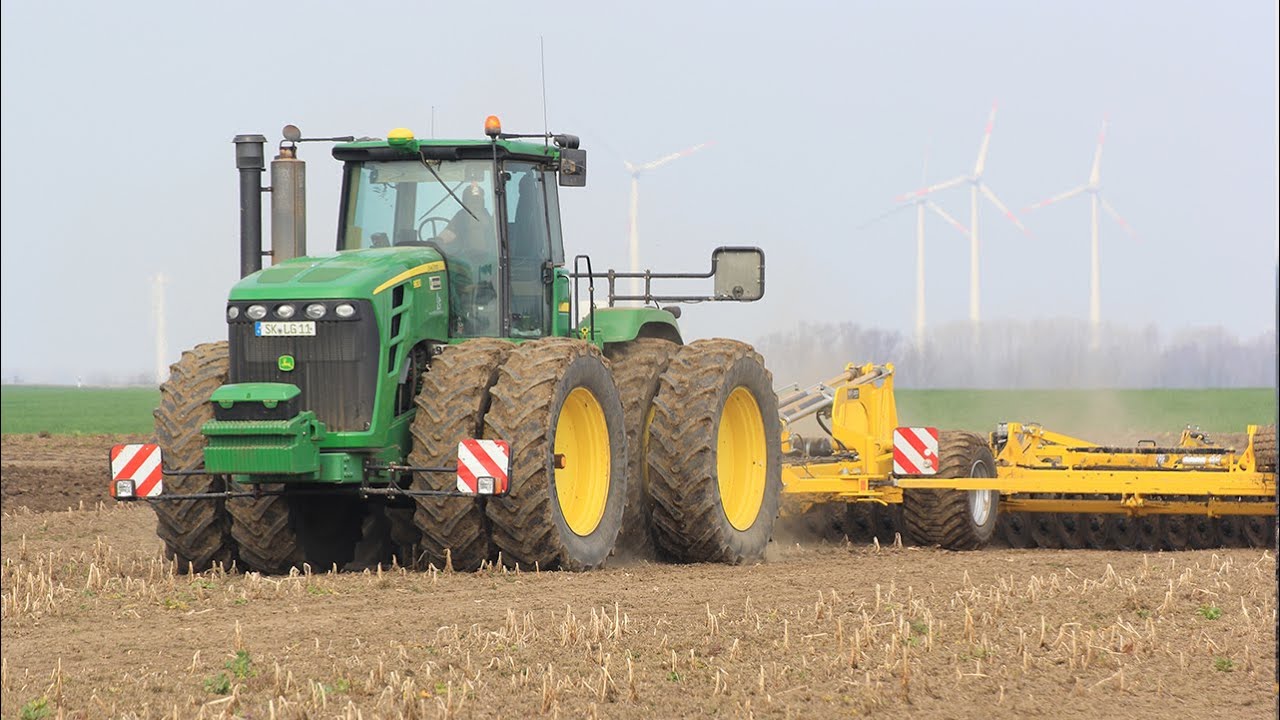 John Deere 9630 on 480 twin wheels pulling 10m wide Bednar Atlas on ...