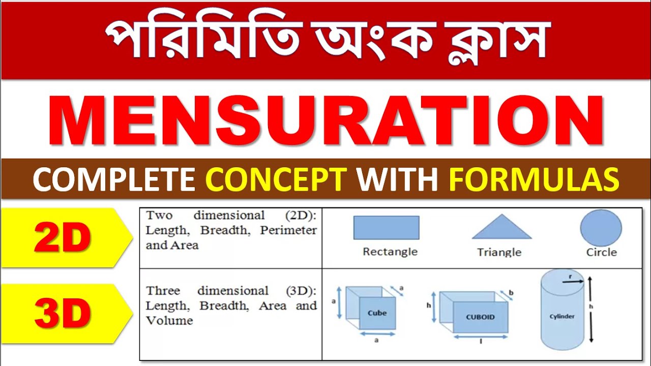 Mensuration Complete Concept with Formulas in Bengali || Maths in ...