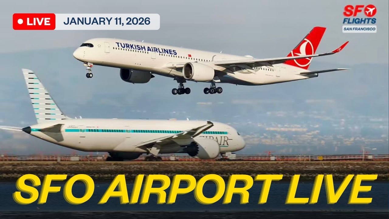 LIVE SFO. SAN FRANCISCO AIRPORT. PLANE SPOTTING STREAM (January 11 ...