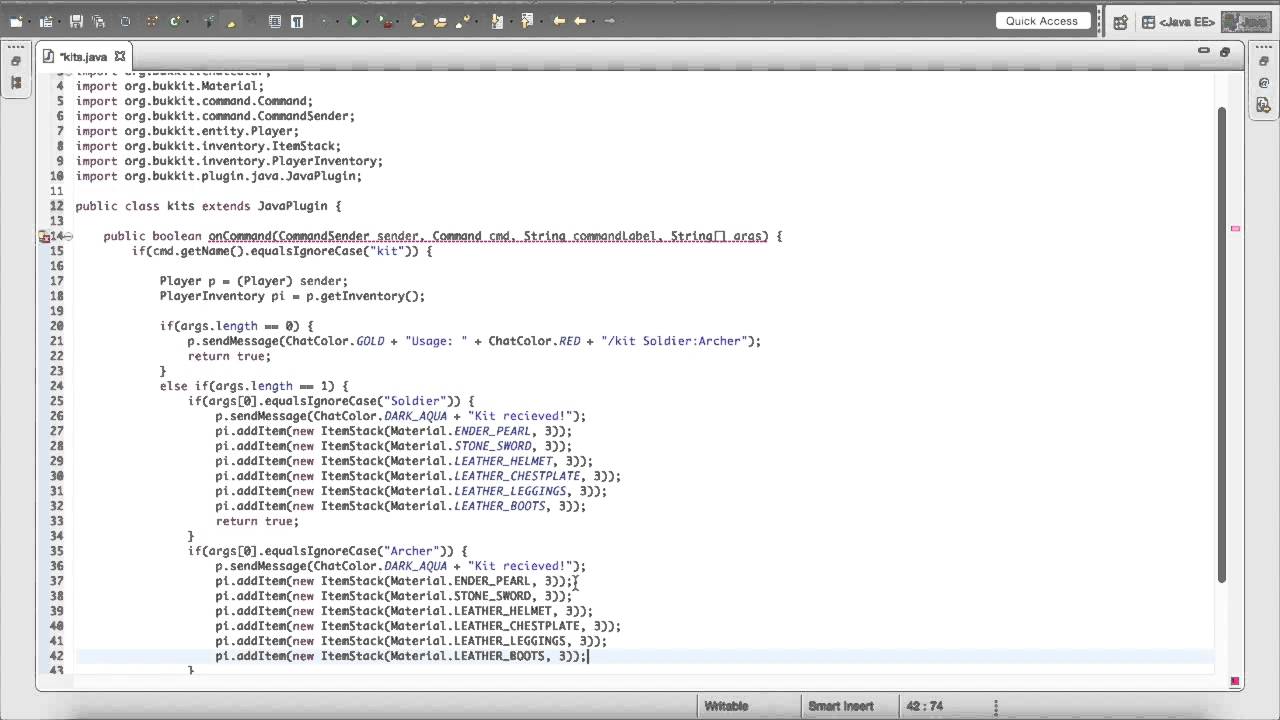 Minecraft Bukkit Coding ~ Episode 4 Kits Youtube