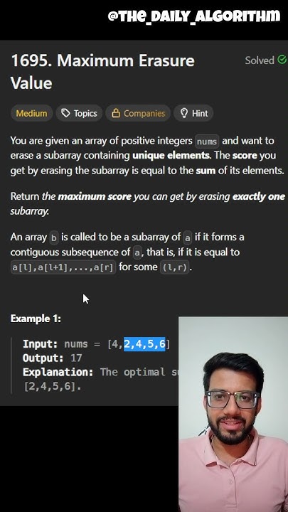 Day 20: Maximum Erasure Value | Sliding Window + HashMap | LeetCode POTD - YouTube