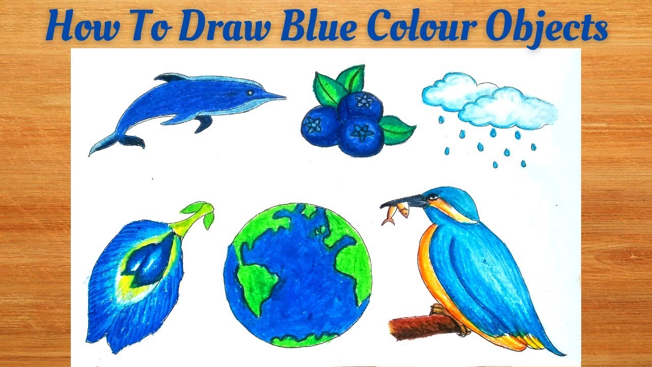 drawing for Blue day Celebration ll Blue Objects Drawing ll Dolphin ...