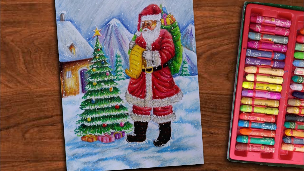 How to Draw Santa Claus and Christmas Tree Santa Claus Drawing Step by ...